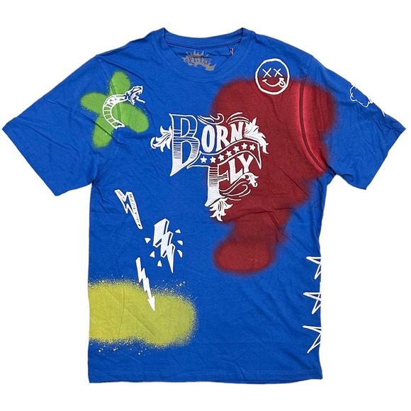 Born Fly | Shirts | Born Fly Mens Spray Paint Happy Face Embroidered ...